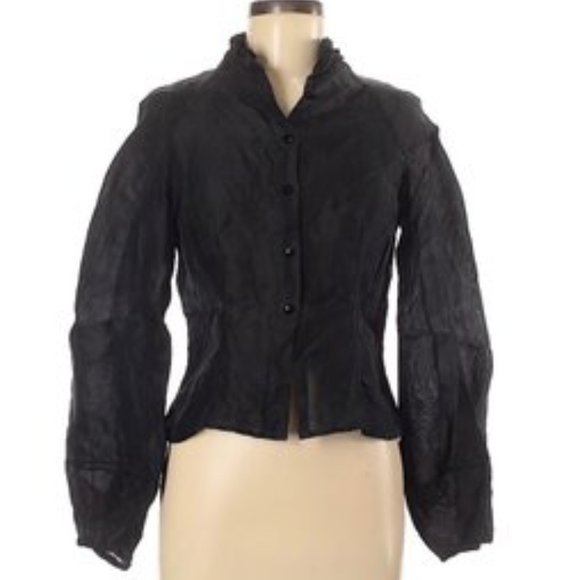 Peter Soronen | Tops | Peter Sorenan Black Silk Ruffled Blouse 8 | Poshmark